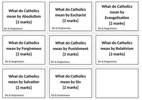 Sin and Forgiveness Revision Cards and answers Eduqas/WJEC | Teaching ...