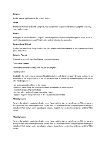 US Congress Structure (Updated to reflect 119th Congress, starting in ...