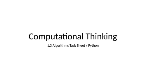 Computational Thinking (10x lessons + end of unit assessment) Key Stage ...