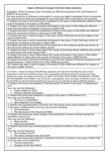 Medicine Thematic Timelines Revision | Teaching Resources