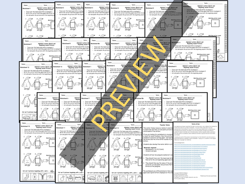 Alphabet Uppercase Lowercase Worksheets Match Initial Sound Pictures ...