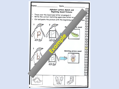 Alphabet Uppercase Lowercase Worksheets Match Initial Sound Pictures ...