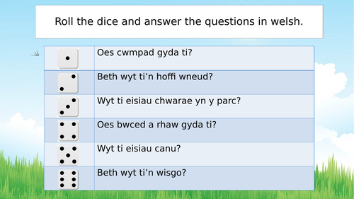 Welsh question dice game | Teaching Resources