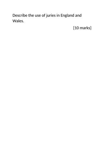 A-Level Law: English Legal Systems 5 & 10 Mark Question Bundle - Eduqas ...