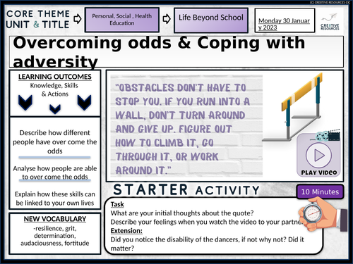 Overcoming odds Adversity + Resilience | Teaching Resources