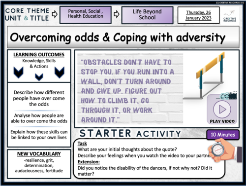 Overcoming odds Adversity + Resilience | Teaching Resources