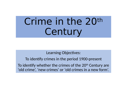 Themes in crime and punishment: crime 1000-present day | Teaching Resources