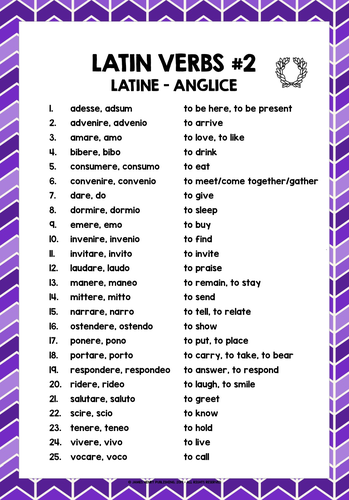 LATIN VERBS LIST FREEBIE #2 | Teaching Resources