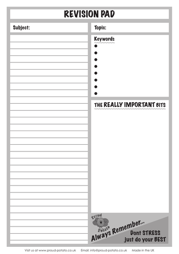 Generic Revision Pad | Teaching Resources