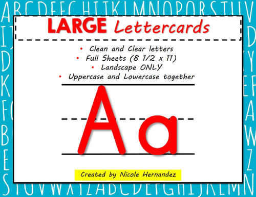 Large Letter Cards with Handwriting Lines | Teaching Resources