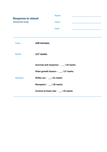Response to stimuli structured study booklet | Teaching Resources