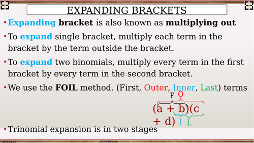 Expand and Multiply Out Bracket | Teaching Resources