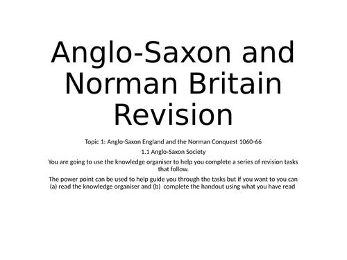 Edexcel GCSE History Anglo-Saxon and Norman England Topic 1 revision ...