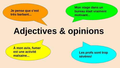 GCSE French Writing tasks: Adjectives and opinions | Teaching Resources