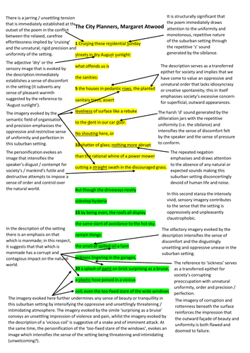 The City Planners - CIE Poetry Anthology, Annotated with starter ...