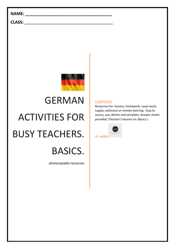 GERMAN - BASICS PUPIL WORKBOOK | Teaching Resources