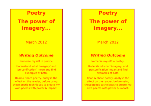 Poetry Imagery Planning Year 6 English Literature Imagery and ...