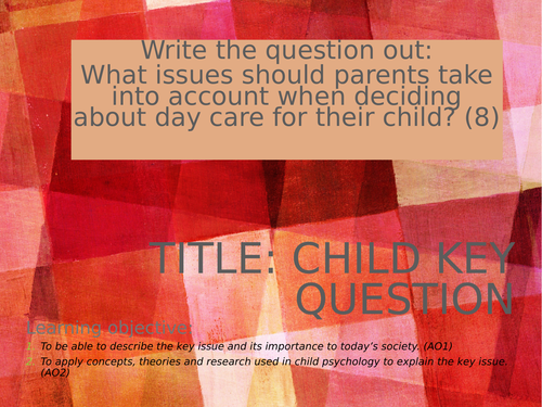 Key question- Child Psychology | Teaching Resources
