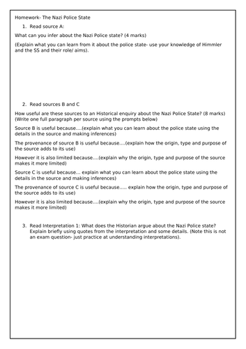 Weimar and Nazi Germany Skills activities/ examples | Teaching Resources