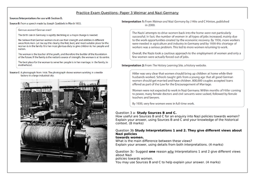 Weimar and Nazi Germany Skills activities/ examples | Teaching Resources