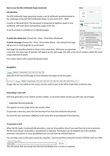 KS2 Arithmetic Paper Generator - Mathematics SATs Paper 1 | Teaching ...
