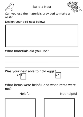 Design a Bird Nest- STEM Challenge | Teaching Resources