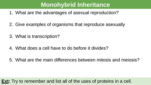 Monohybrid Inheritance - Genetic Cross Diagrams | Teaching Resources