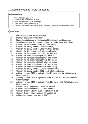 IGCSE Computer Science 2023 onward - revision - quick questions Unit 1. ... IGCSE Computer Science 2023 onward - revision - quick questions Unit 1. ...