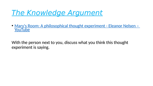 A Level Philosophy - Mary's Room Knowledge Argument | Teaching Resources