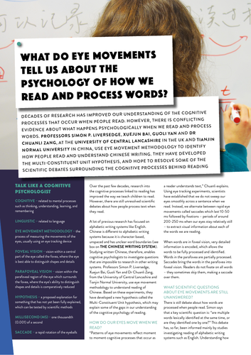 What do eye movements tell us about the psychology of how we read and ...