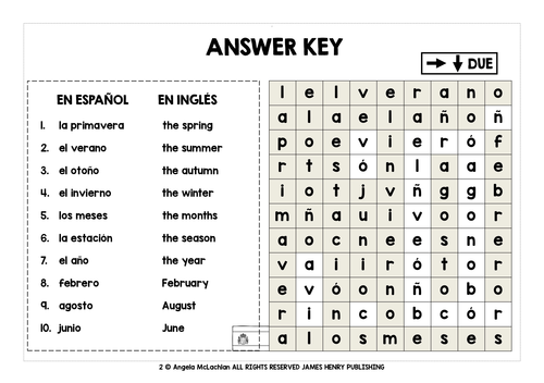 SPANISH MONTHS & SEASONS WORD SEARCHES | Teaching Resources