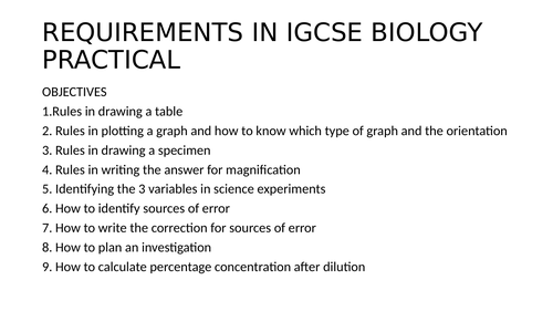 REQUIREMENTS IN IGCSE PRACTICAL EXPLAINED | Teaching Resources