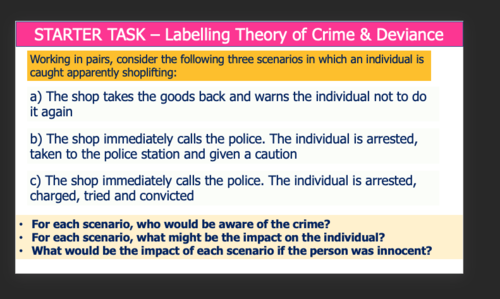 AQA SOCIOLOGY - PAPER 3 - Crime & Deviance: Labelling Theories of C&D ...