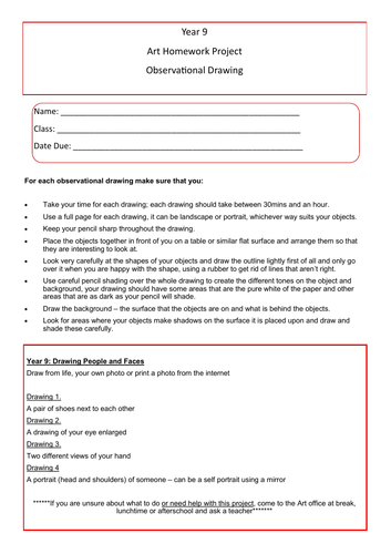 Observational drawing project booklets | Teaching Resources