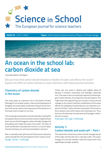 An ocean in the school lab: carbon dioxide at sea | Teaching Resources