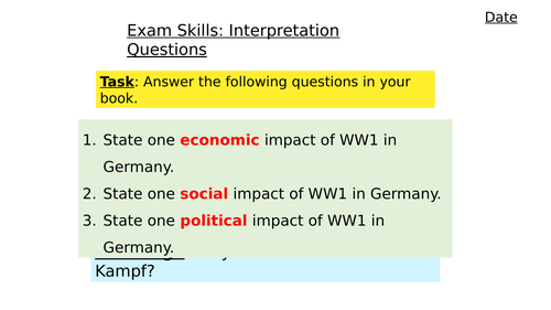 Interpretation exam Q's Nazi Germany | Teaching Resources