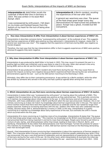 Interpretation exam Q's Nazi Germany | Teaching Resources