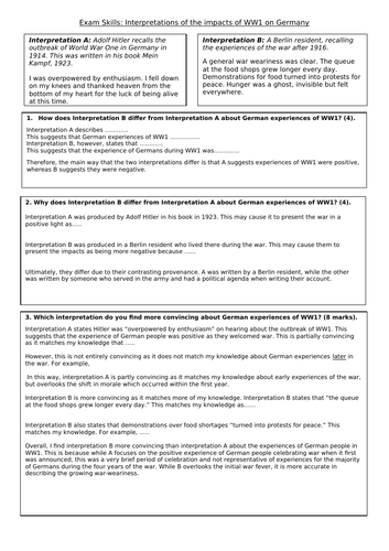 Interpretation exam Q's Nazi Germany | Teaching Resources