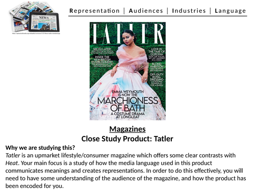 2023+ Tatler GCSE Media Studies Magazine CSP | Teaching Resources