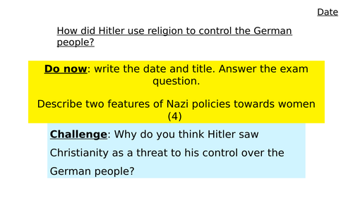 AQA GCSE History Nazi religious policies | Teaching Resources