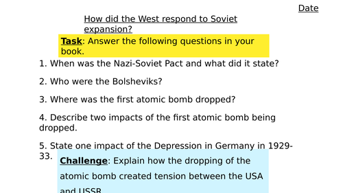 3 lessons - Soviet expansion after WW2 | Teaching Resources