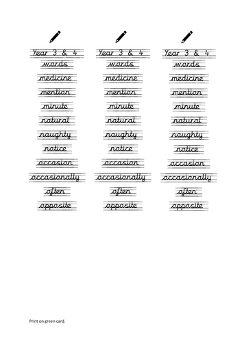 Year 3 and 4 Common Exception Words Spelling Bookmarks | Teaching Resources