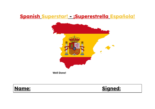A Well Done Spanish Certificate | Teaching Resources