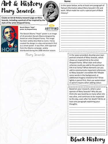 Art & Black History Mary Seacole Research Activity Sheet - Key Stage 2 ...