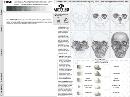 Formal Elements Tonal Skull Drawing – Key Stage 3 and 4 | Teaching ...