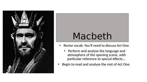 A Level Macbeth: Act One, scenes 1 - 2. With reference to special ...