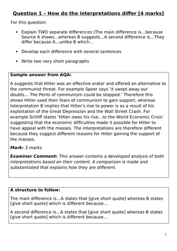 AQA GCSE History Assessment - Nazi Germany | Teaching Resources