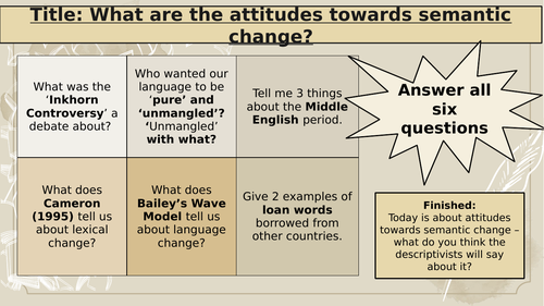 A-Level Language Change Scheme | Teaching Resources