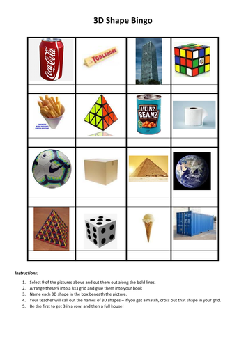 3D Shapes Bingo | Teaching Resources