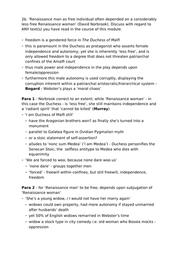 Bundle: The Duchess of Malfi Essay Plans | Teaching Resources